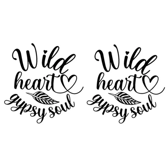 QUEST- Wild Heart Gypsy Soul Two 5" Black Vinyl Decals Car Window ...