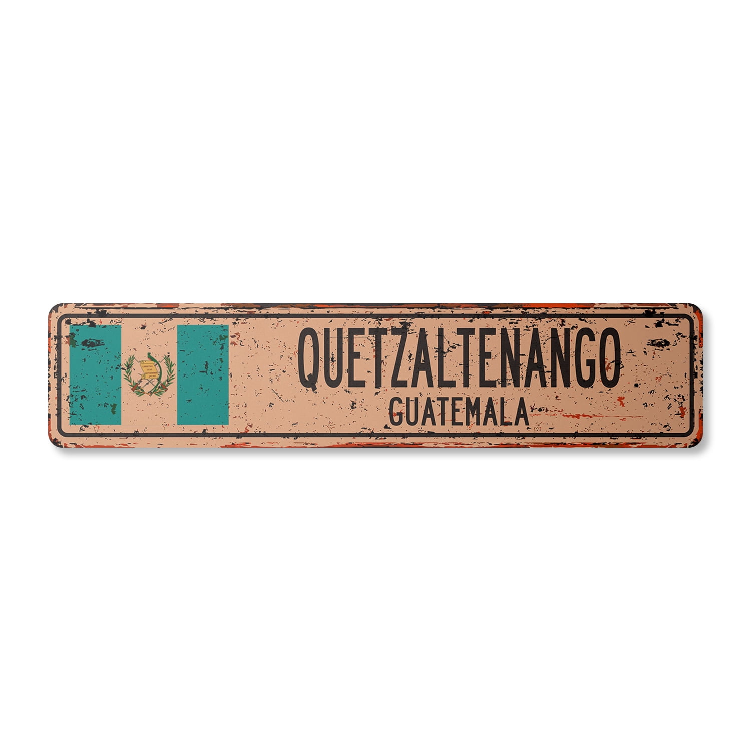 QUETZALTENANGO GUATEMALA Vintage Plastic Street Sign Guatemalan flag ...