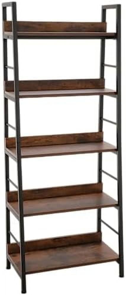 QUGDXVBN Industrial Bookshelf Ladder 5 Tier Narrow Floor Freestanding ...