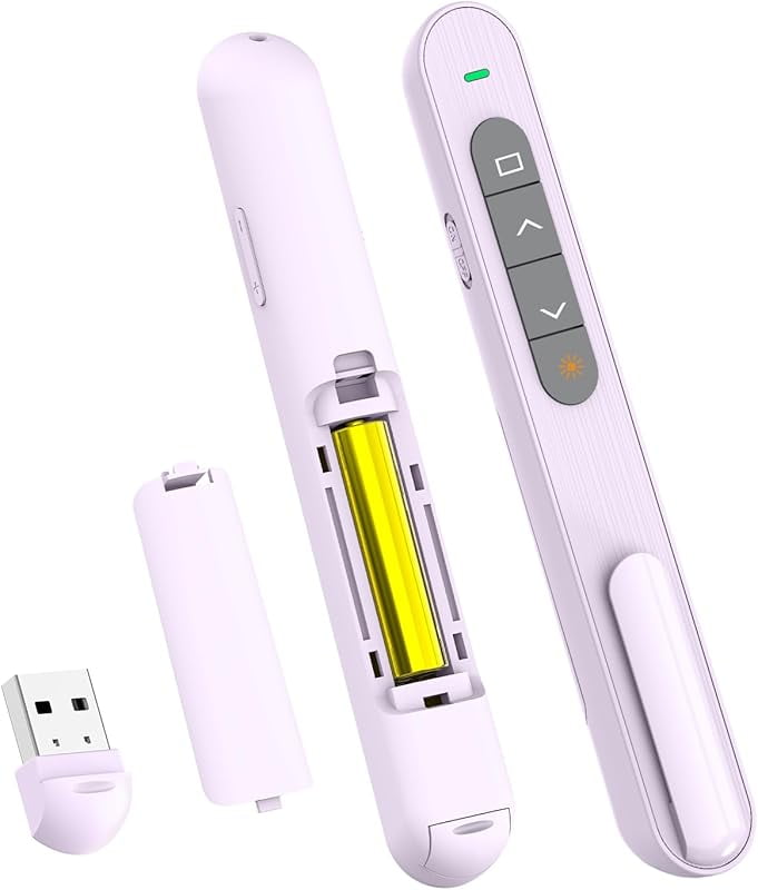 QUI Presentation Clicker for PowerPoint, RF 2.4GHz USB Wireless Presenter Remote with Volume ...