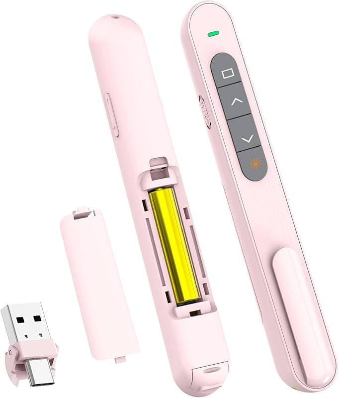 QUI Presentation Clicker for PowerPoint, RF 2.4GHz USB Wireless Presenter Remote with Volume ...