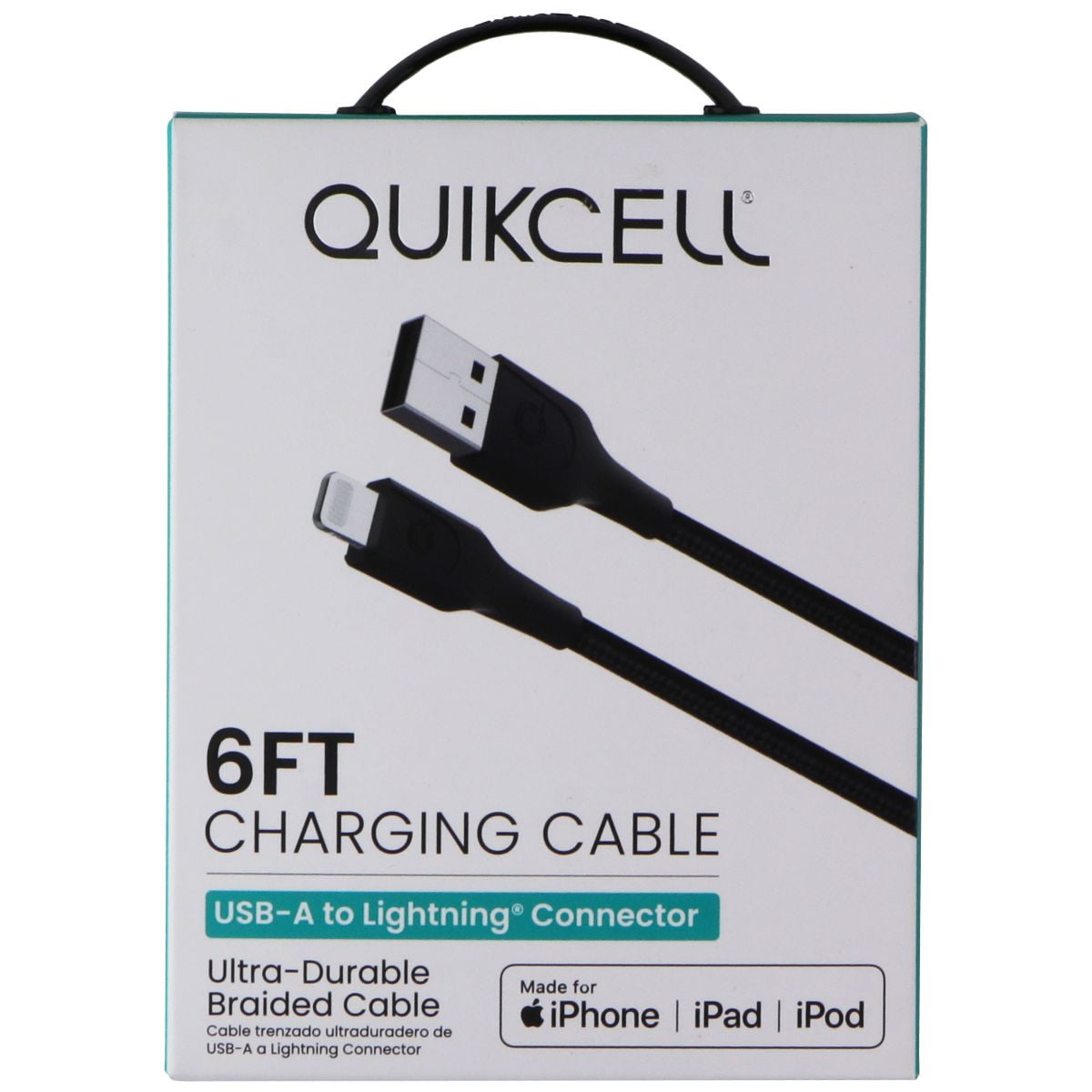 Quikcell 6FT USB-A to Lightning 8-Pin Charging Cable - Black - Walmart.com