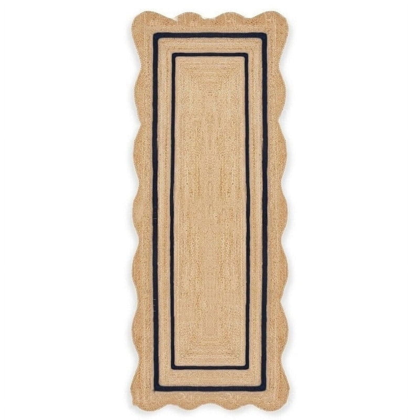 QUINCH Wave Edge Handwoven Area Rug Natural Fiber Farmhouse Boho Jute ...