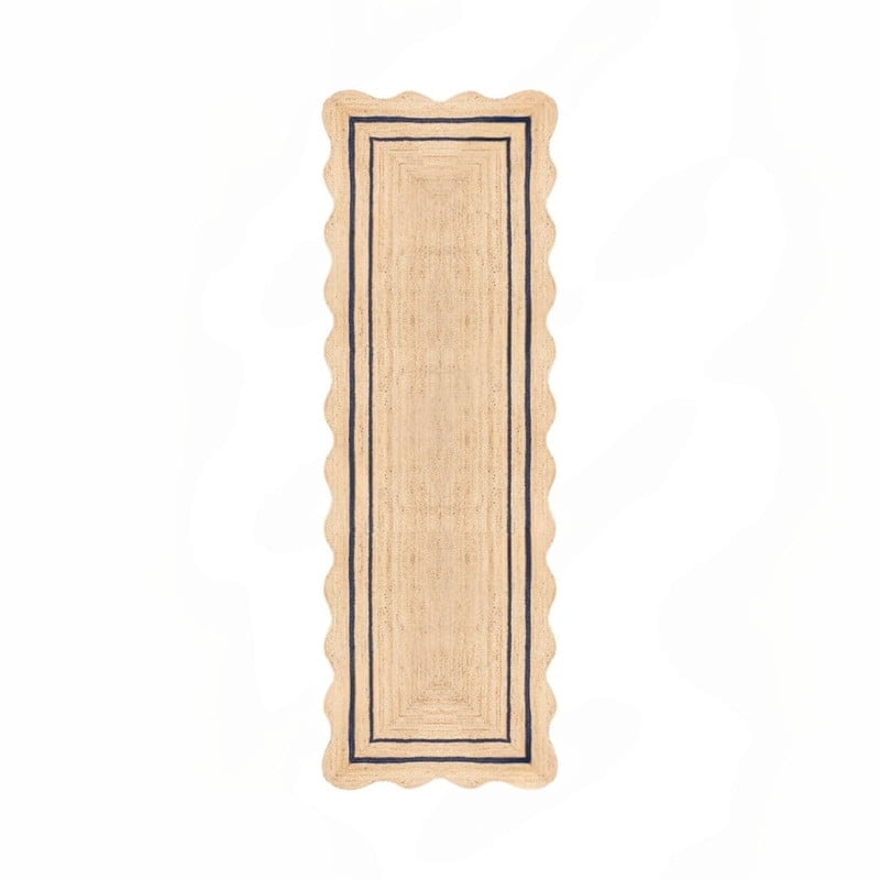 QUINCH Wave Edge Handwoven Area Rug Natural Fiber Farmhouse Boho Jute ...