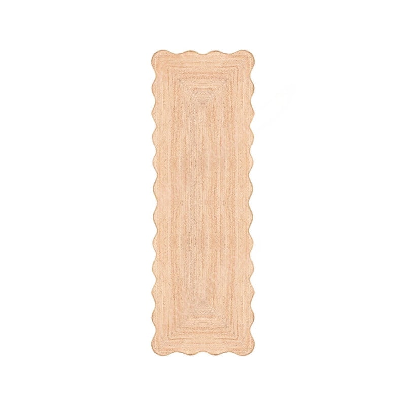 QUINCH Wave Edge Handwoven Area Rug Natural Fiber Farmhouse Boho Jute ...