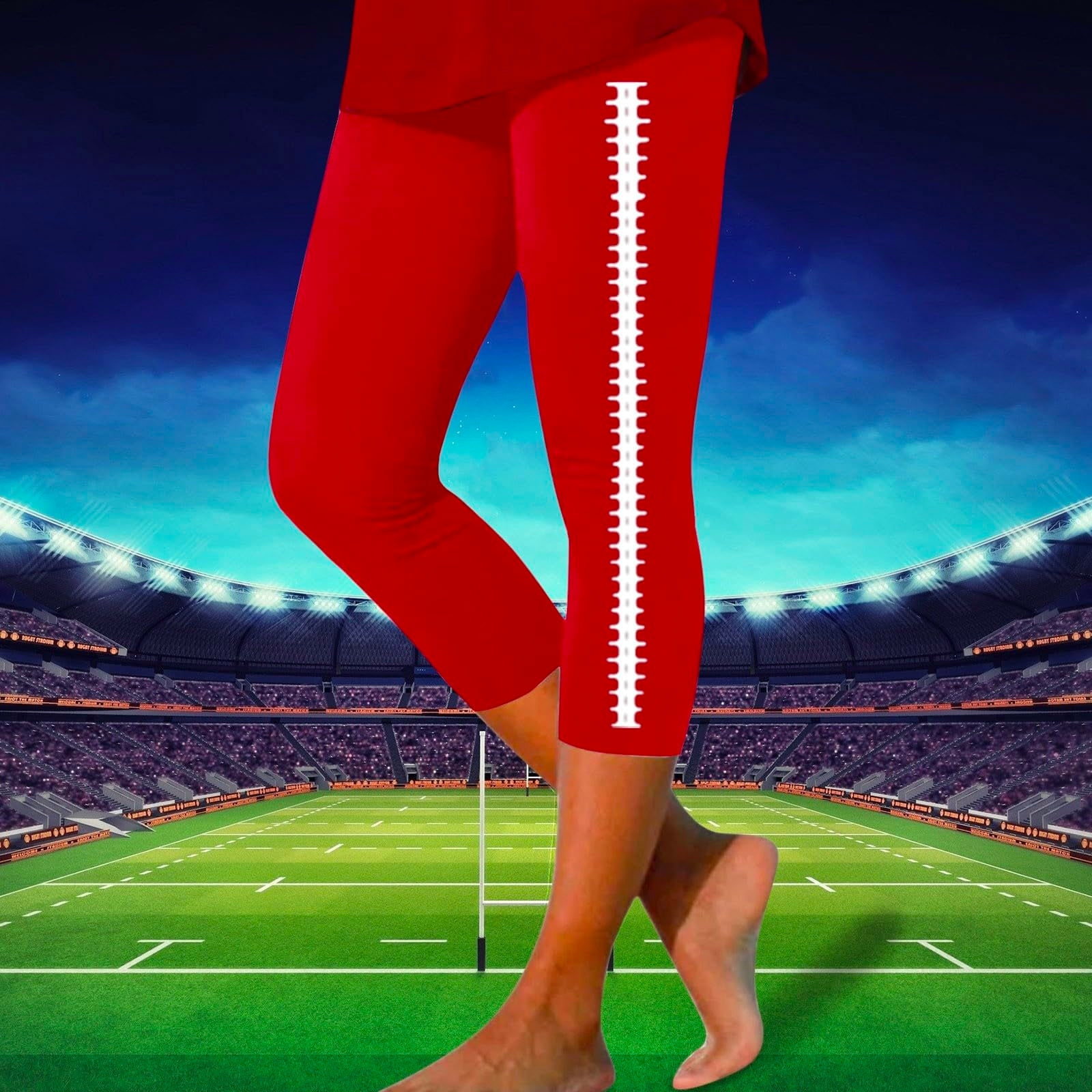 QUINDOS Capri Leggings for Women Cropped Football Gym Yoga Pants High ...