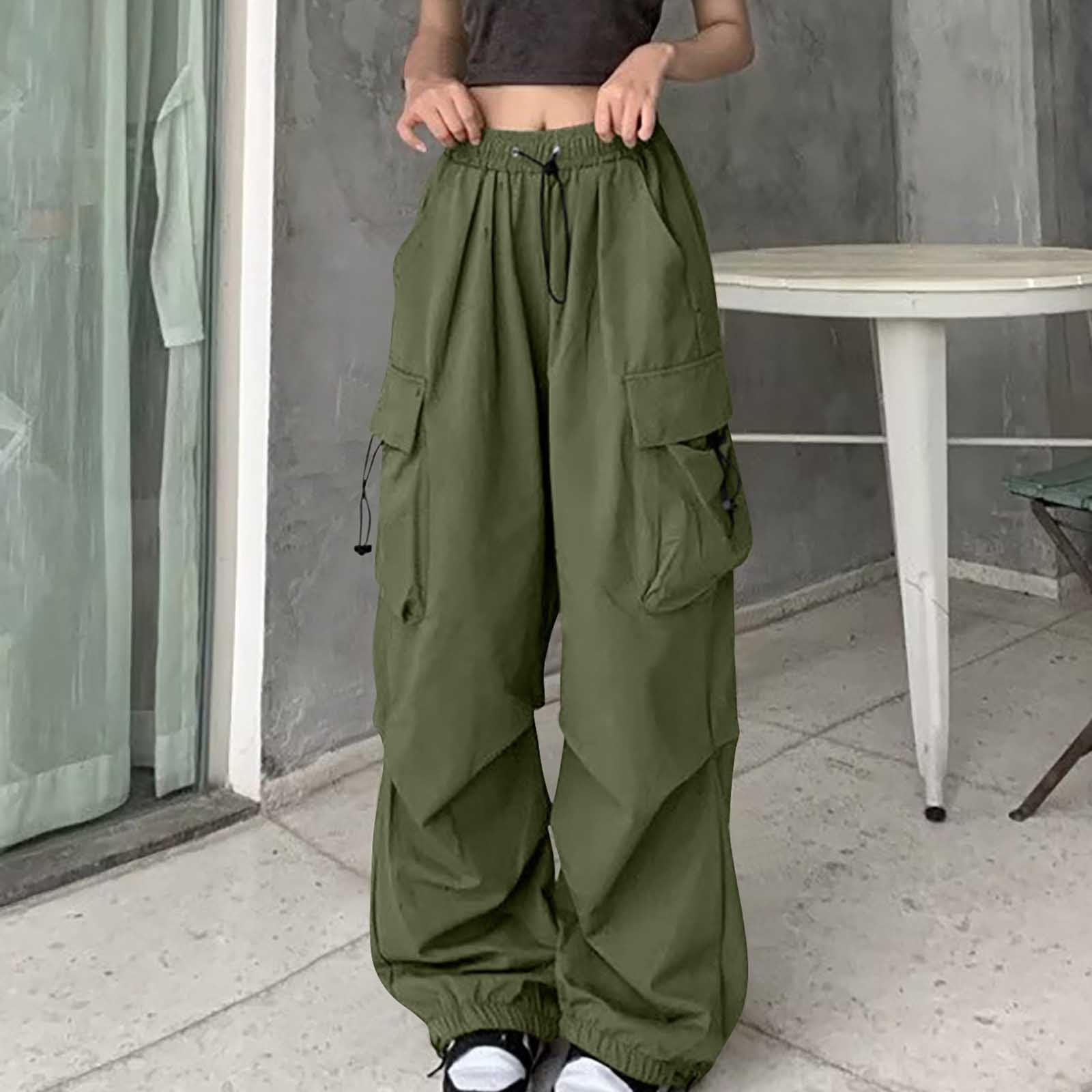 QUINDOS Cargo Pants Women Bootcut Green High Waisted Long Womens Fall ...
