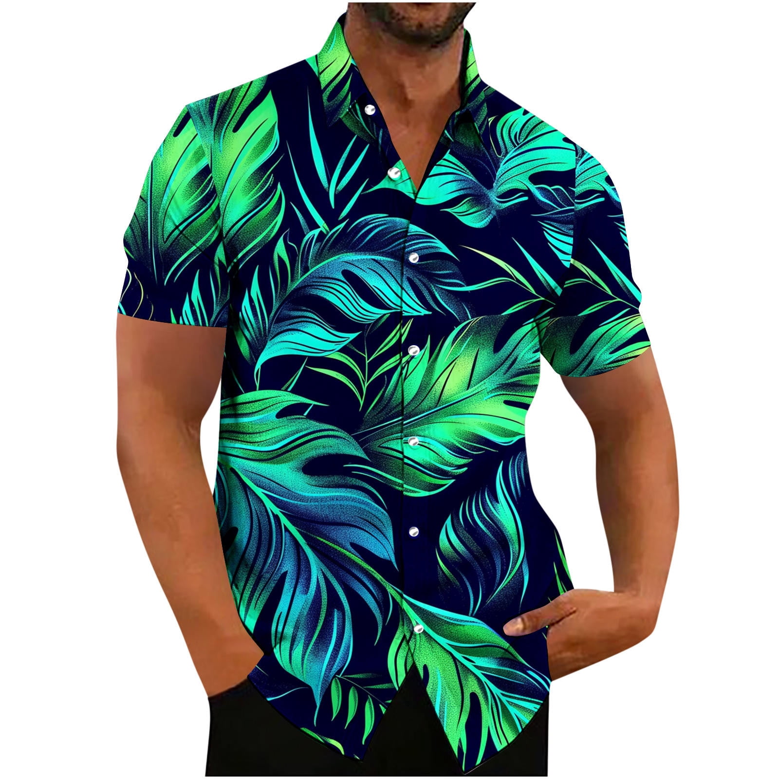 QUINDOS Casual Mens Hawaiian Shirts Short Sleeve Summer Button up ...
