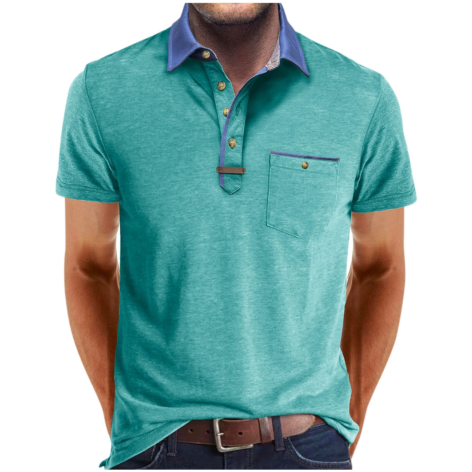 QUINDOS Collared Shirts for Men Big and Tall Casual Polo Short Sleeve ...