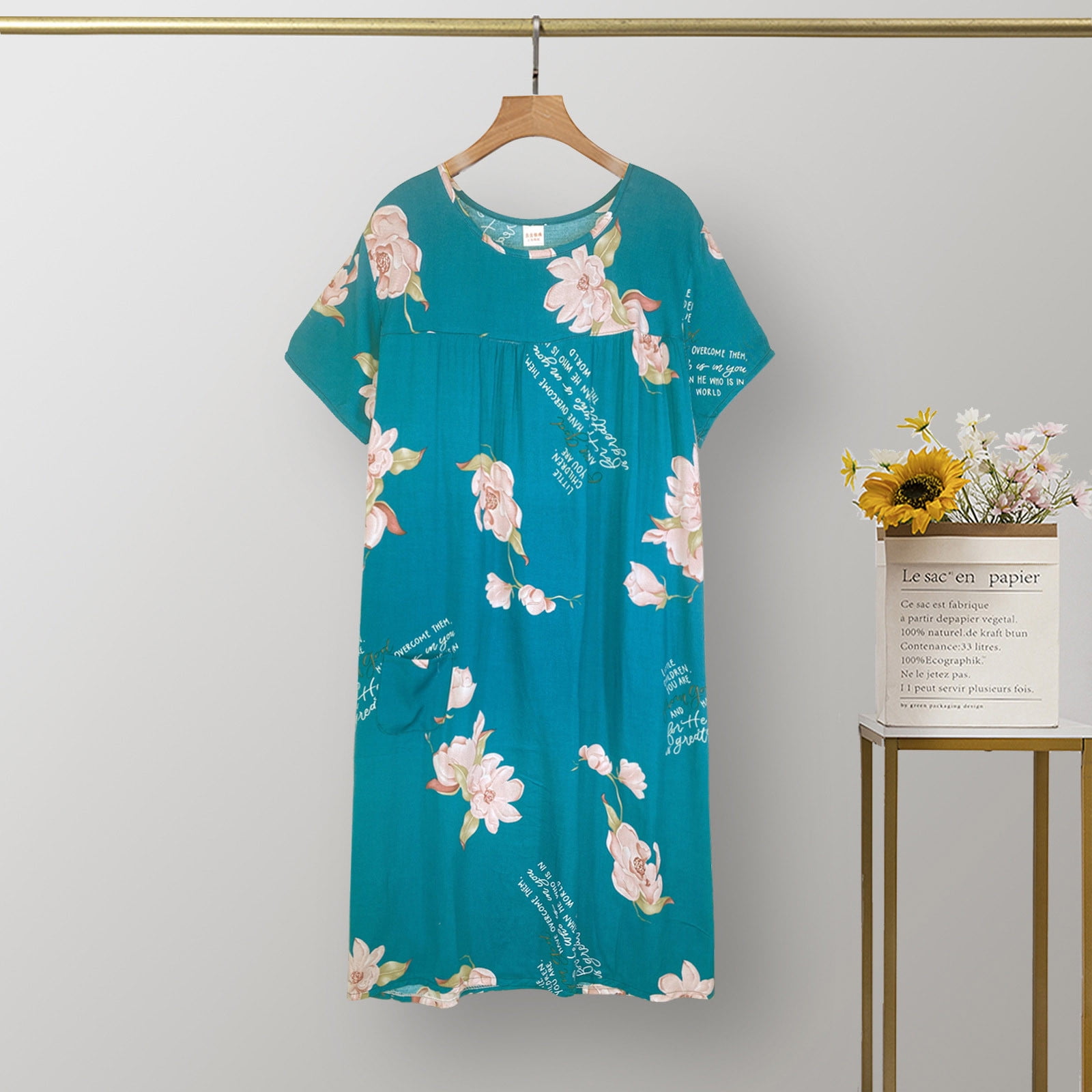 QUINDOS Cotton Pajamas for Women Plus Size Long Nightgowns for Women ...