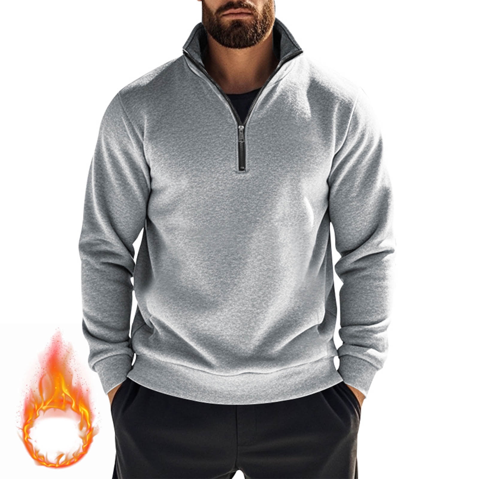 QUINDOS Extra Large Mens Sweatshirts Letter Print Polar Fleece Hoodies ...