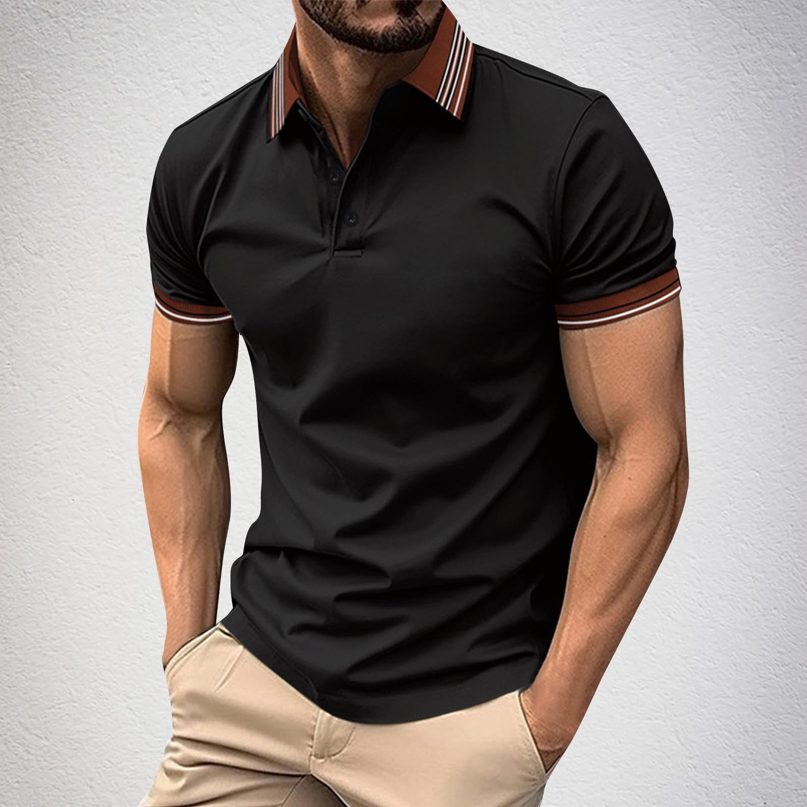 QUINDOS Polo Shirts for Men Collared Casual Short Sleeve Shirts Relaxed ...