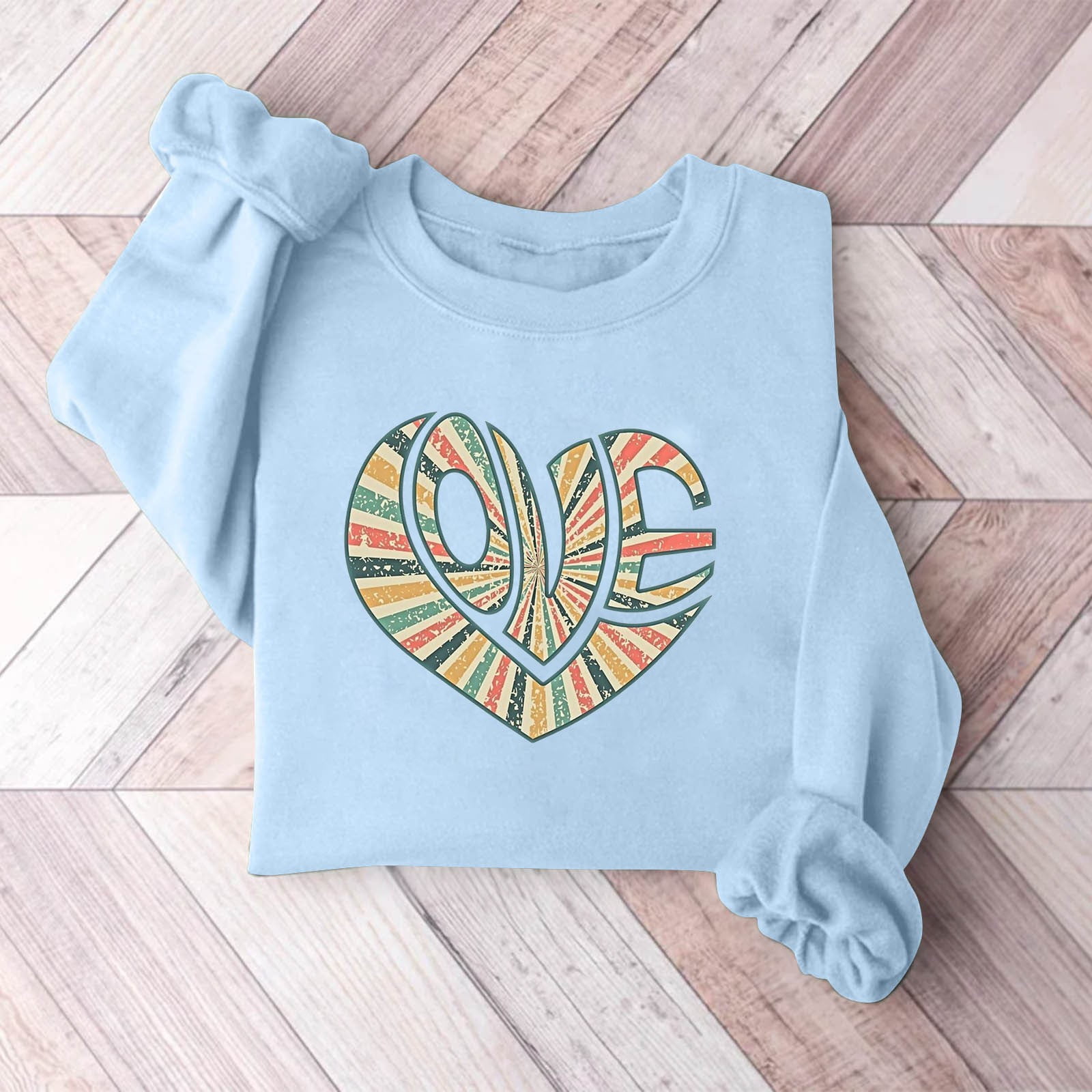 QUINDOS Valentines Sweatshirts Casual Long Sleeve Love Gift for Wife Round Neck Plus Size ...