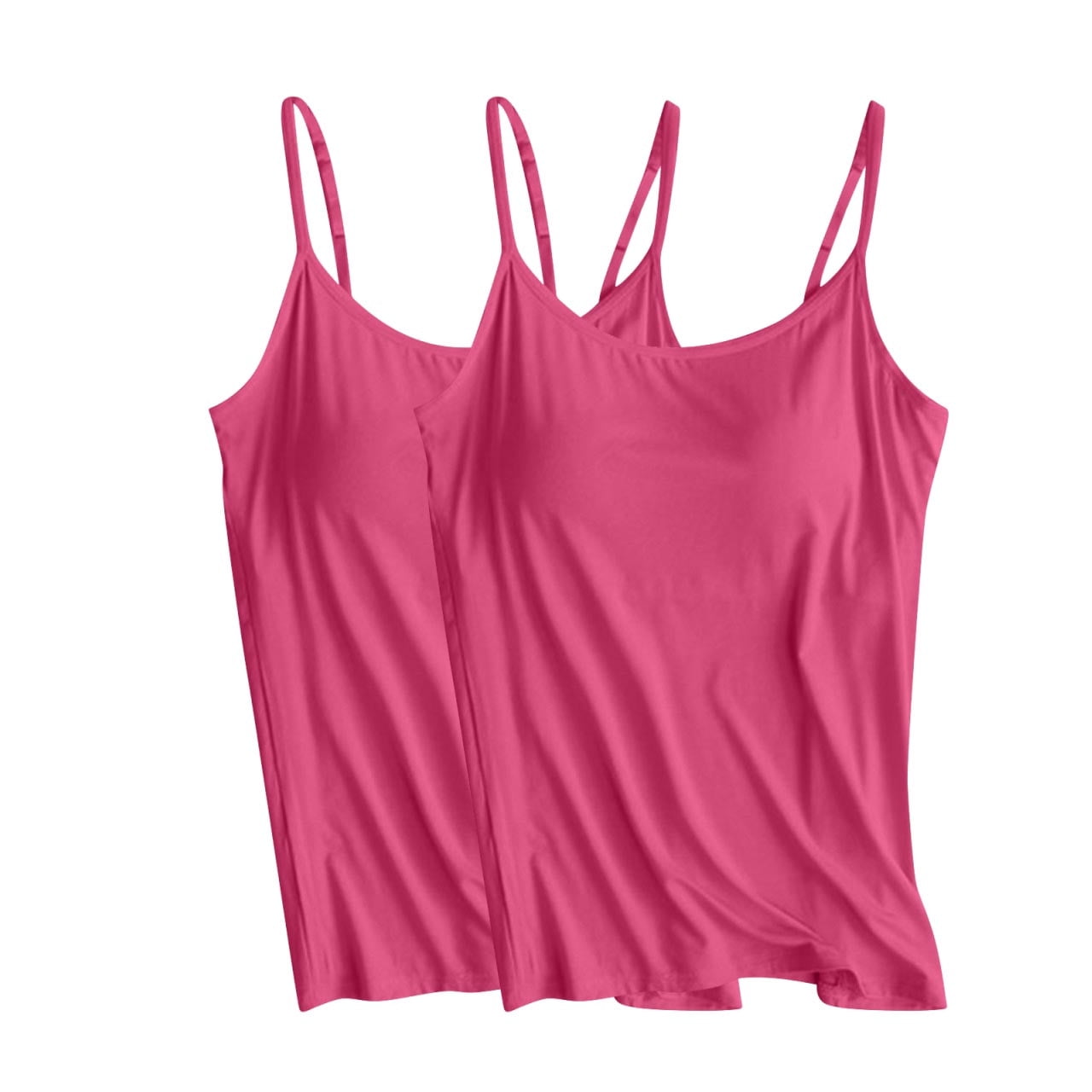 QUINDOS Womens Tank Tops 2025 Basic Hot Pink Summer 2pc Solid Color ...