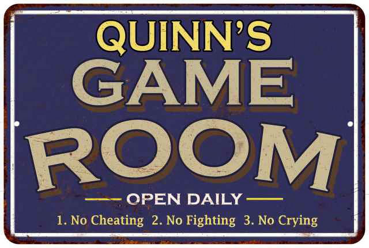 QUINN'S Blue Game Room Sign Metal Wall Decor 8x12 108120002368 ...