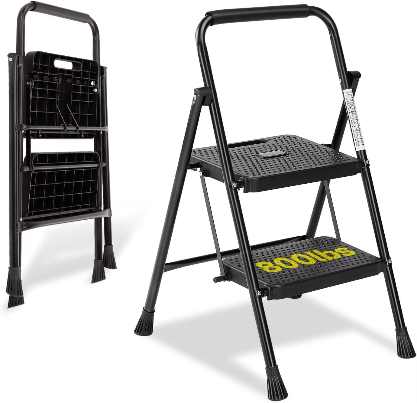 QUIOCOZY 2-Step Folding Ladder, 800 lbs Capacity Portable Step Stool ...