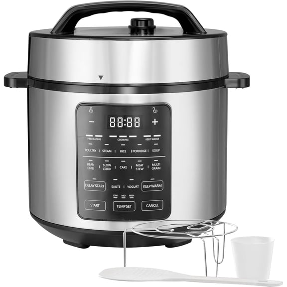 12-in-1 Electric Pressure Cooker 6 Quart, Non-Stick Stainless Steel ...