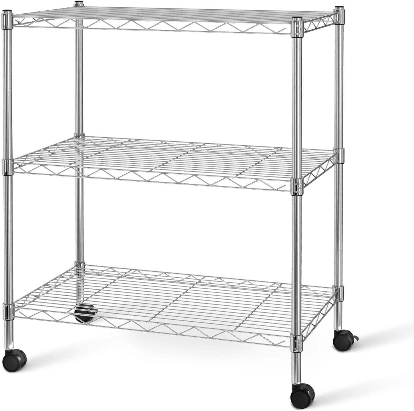 QUIOCOZY Heavy Duty 3-Tier Wire Shelving with Wheels, Adjustable Steel ...