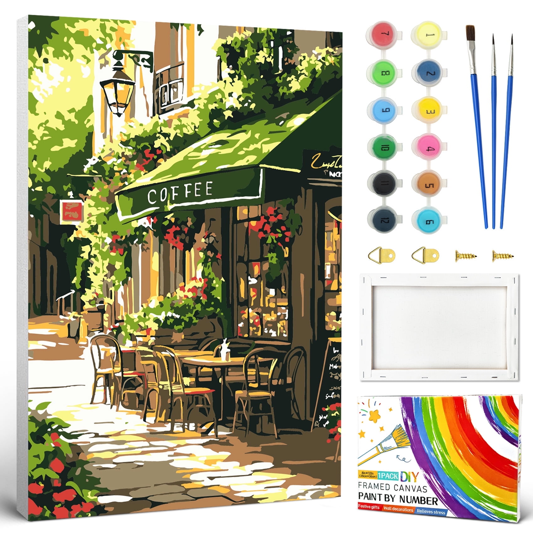 QUITEDEW Cafe Paint by Numbers Kits for Adults with Framed,Town Oil ...