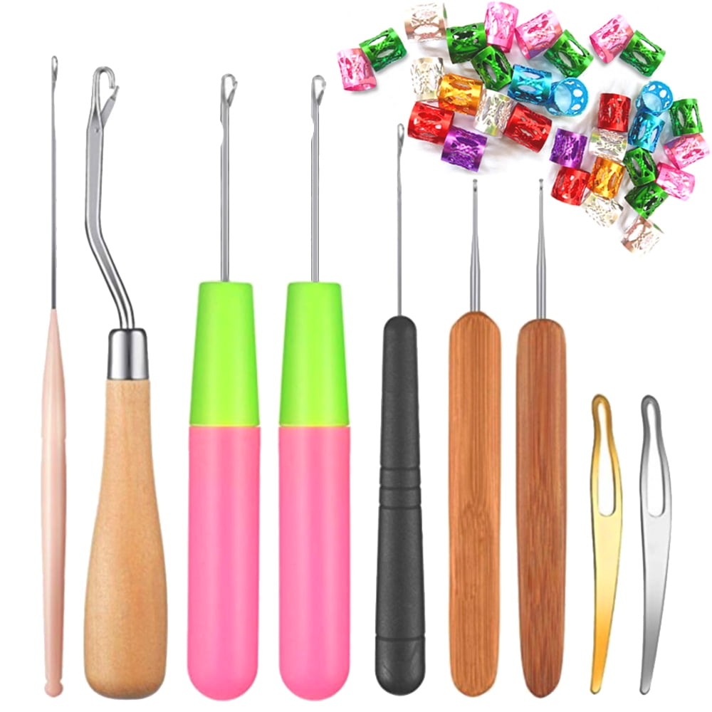 QUMENEY 109Pcs Bent Latch Hook Crochet Needle Set, Dreadlocks Tool Kit ...