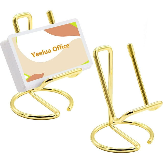 QUMENEY 2 Pcs Business Card Holder for Desk, Metal Business Card Stand ...