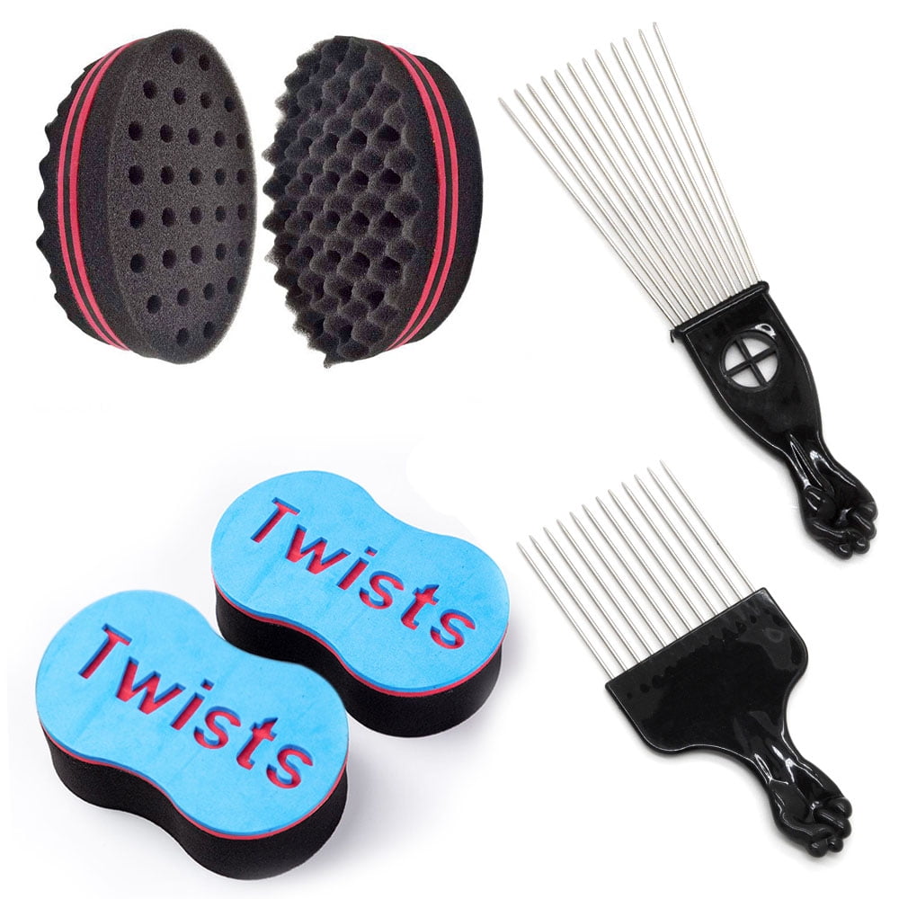 WSNIJFU 6PCS Magic Twist Hair Sponge, Big ang Small Holes Barber Hair ...