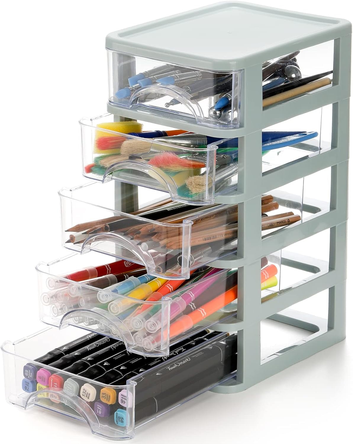 WSNIJFU Desktop Drawer, Clear 5-Drawer Desktop Storage Unit, Small ...