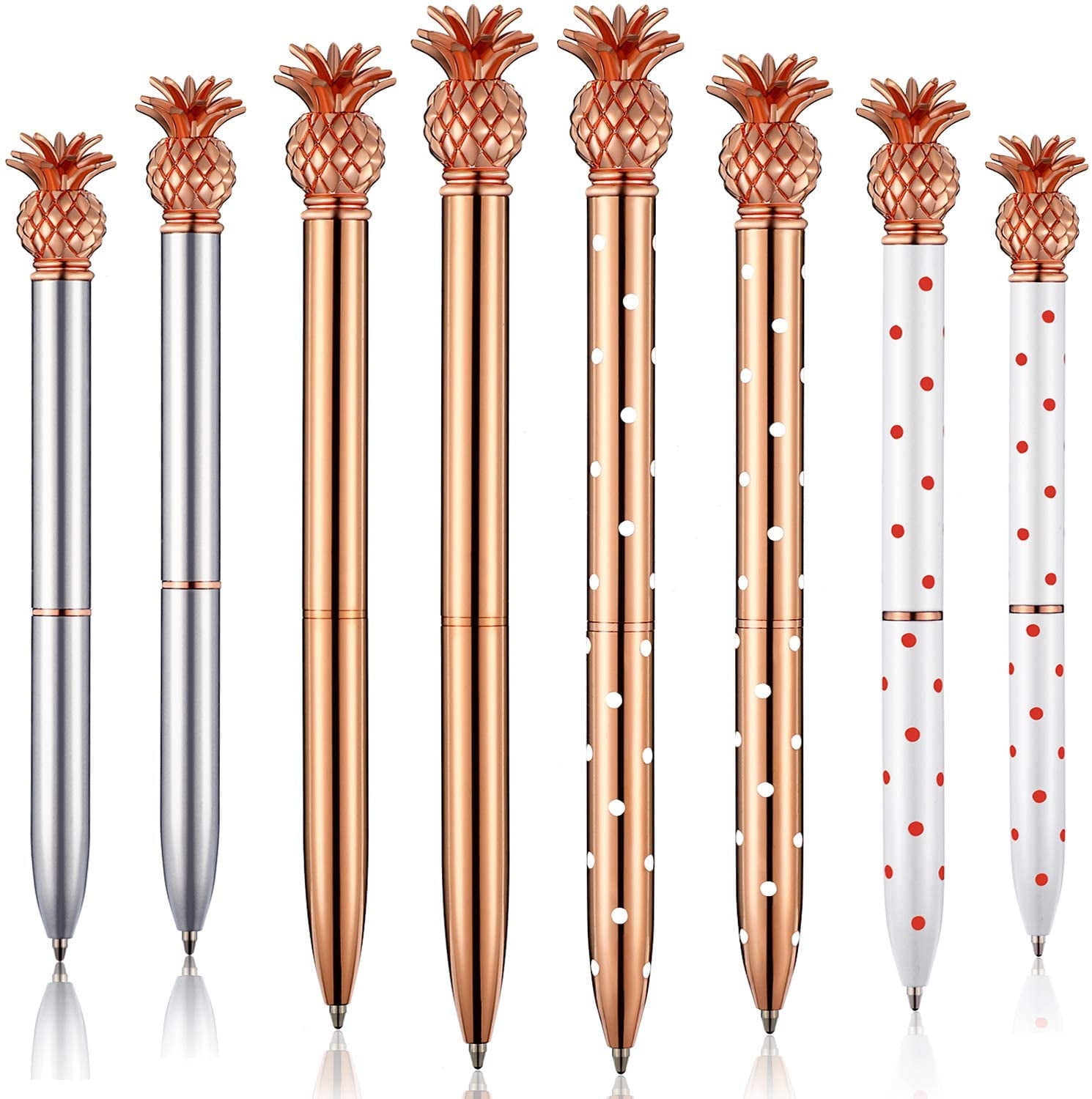 WSNIJFU Pineapple Pens Metal Ballpoint Pens Rose Gold Pens for Office Supplies, 1.0 mm, Black ...