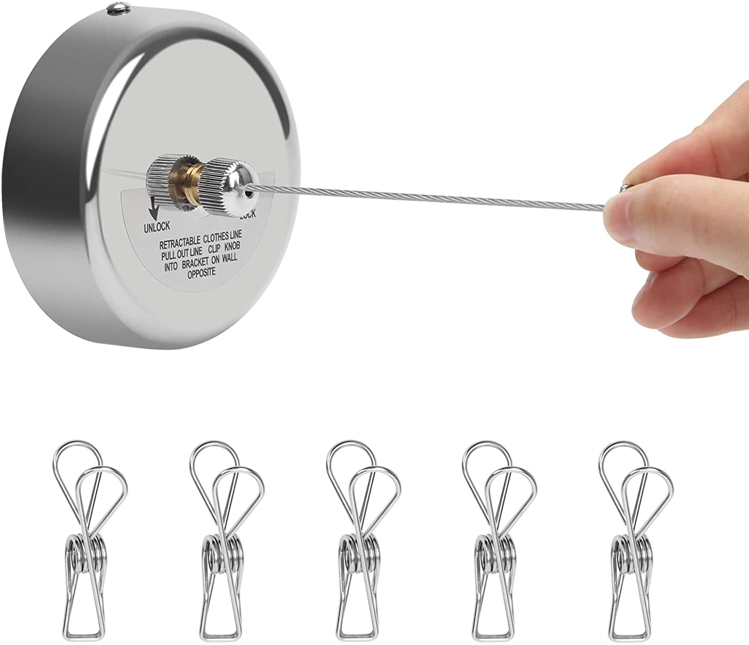 WSNIJFU Stainless Steel Retractable Clothesline, 9.2Ft Retracting ...