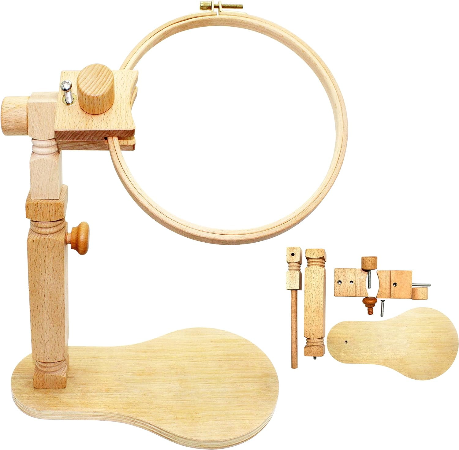 WSNIJFU Wood Embroidery Stand,Size Adjustable Embroidery Hoop Stand ...