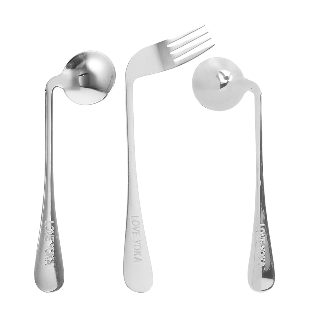 QUMONIN 1 set of Elderly Curved Spoons Patients Feeding Utensils Patients Tableware Self-feeding ...