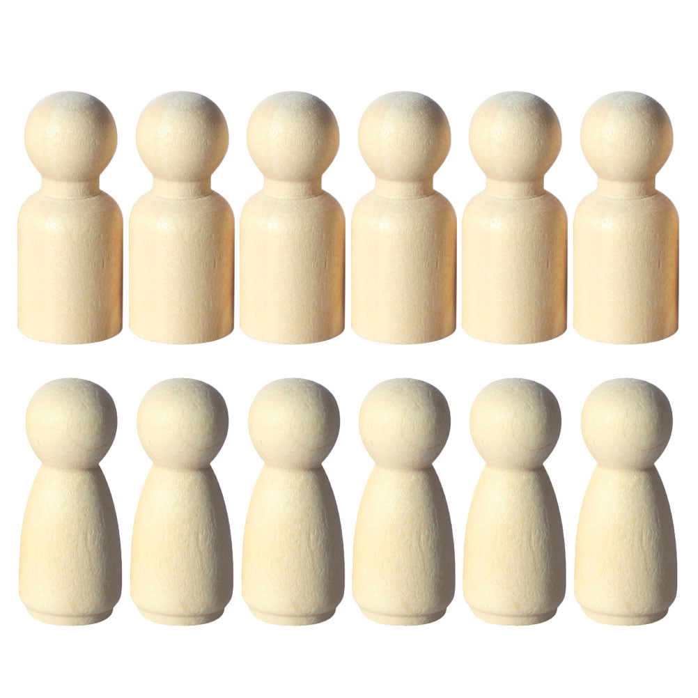 QUMONIN 12pcs Unfinished Wooden Peg Dolls for DIY Sand Table Miniatures ...