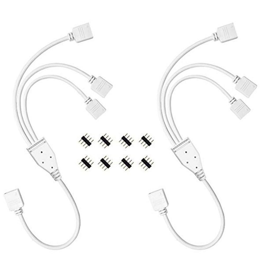 QUMONIN 2 Pcs 4 Pin LED Strip Splitter Connectors 2 Way Splitter Cables ...