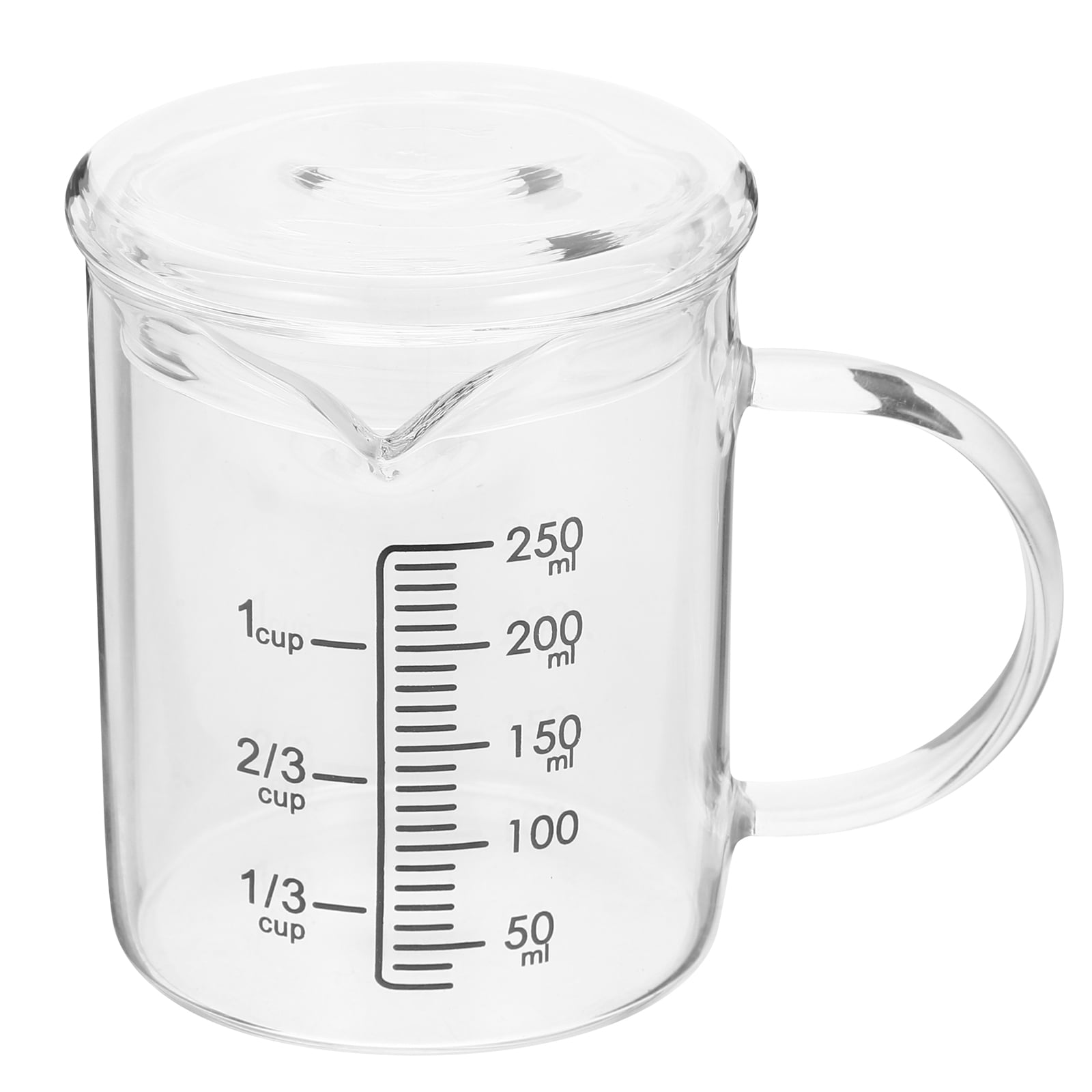 QUMONIN 250ml Glass Measuring Cup with Handle and Lid for Precise ...