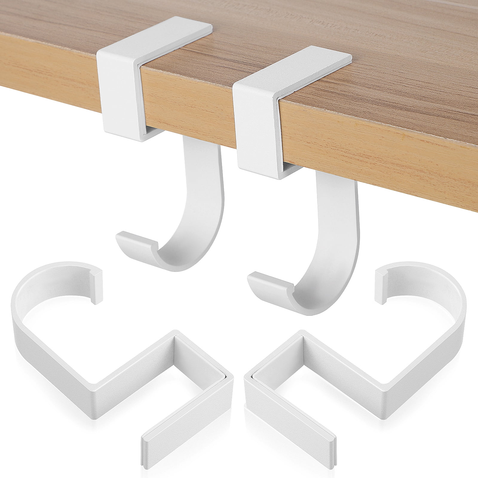 QUMONIN 4pcs Desk Purse Hooks Handbag Hangers No Drill Desk Organizer ...