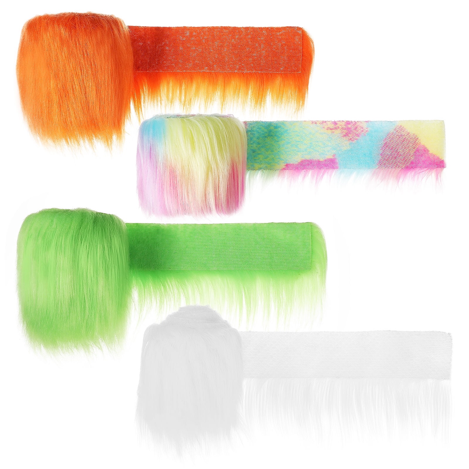 QUMONIN 4pcs Faux Fur Fabric Plush Pre Cut Strips Shaggy Fur Trim ...