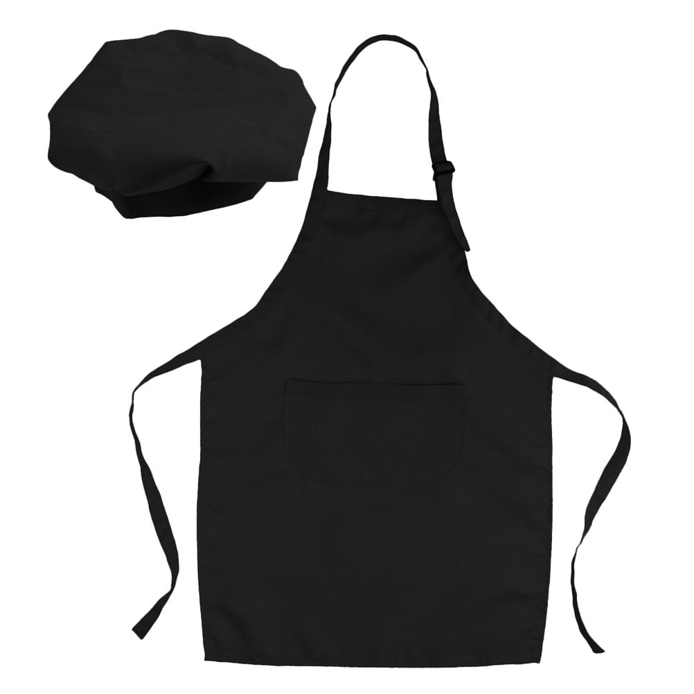 QUMONIN Kids Chef Hat and Apron Set - Black Smock for Toddler Cooking ...