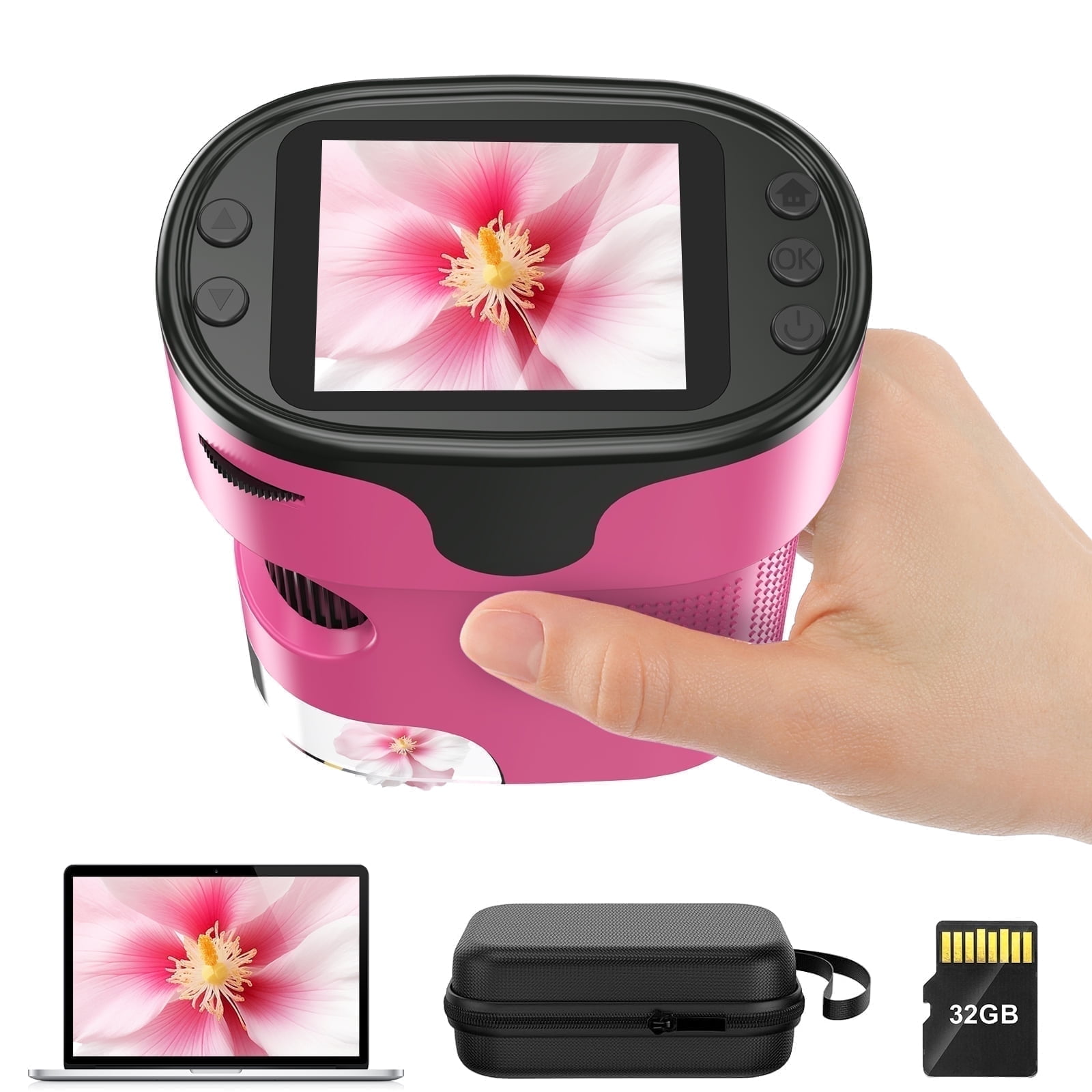 QUNSE Kids Digital Microscope with 4K Screen, Rechargeable Handheld ...