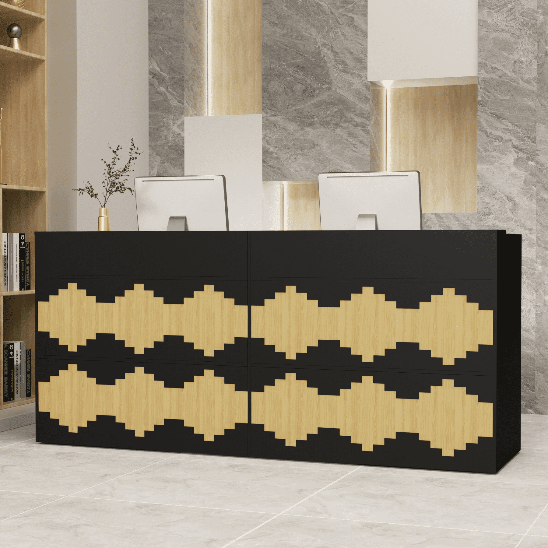 QUNTTINA 86.6-Inch Modern Front Desk Reception Counter for Office ...