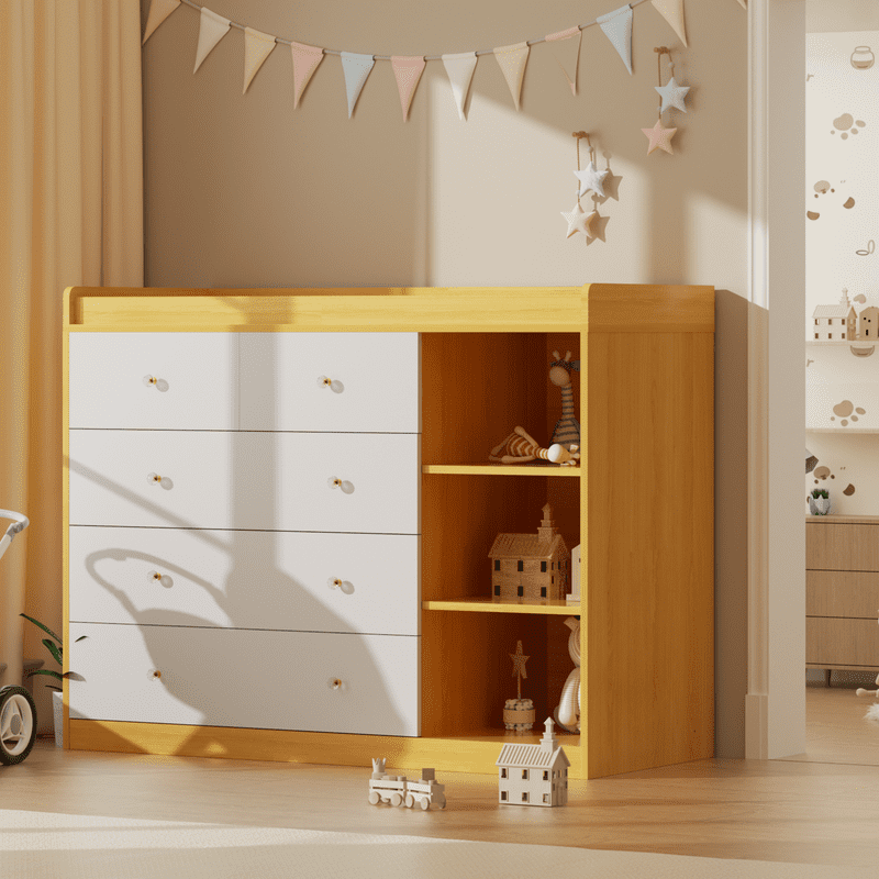 QUNTTINA Infant Changing Dresser, 5 Drawers Changing Table Dresser ...