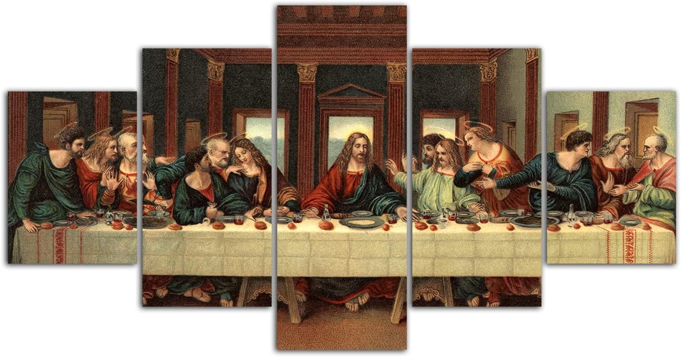 QUNYAAE Da Vinci Classic Oil Painting Poster 5 Pieces The Last Supper ...