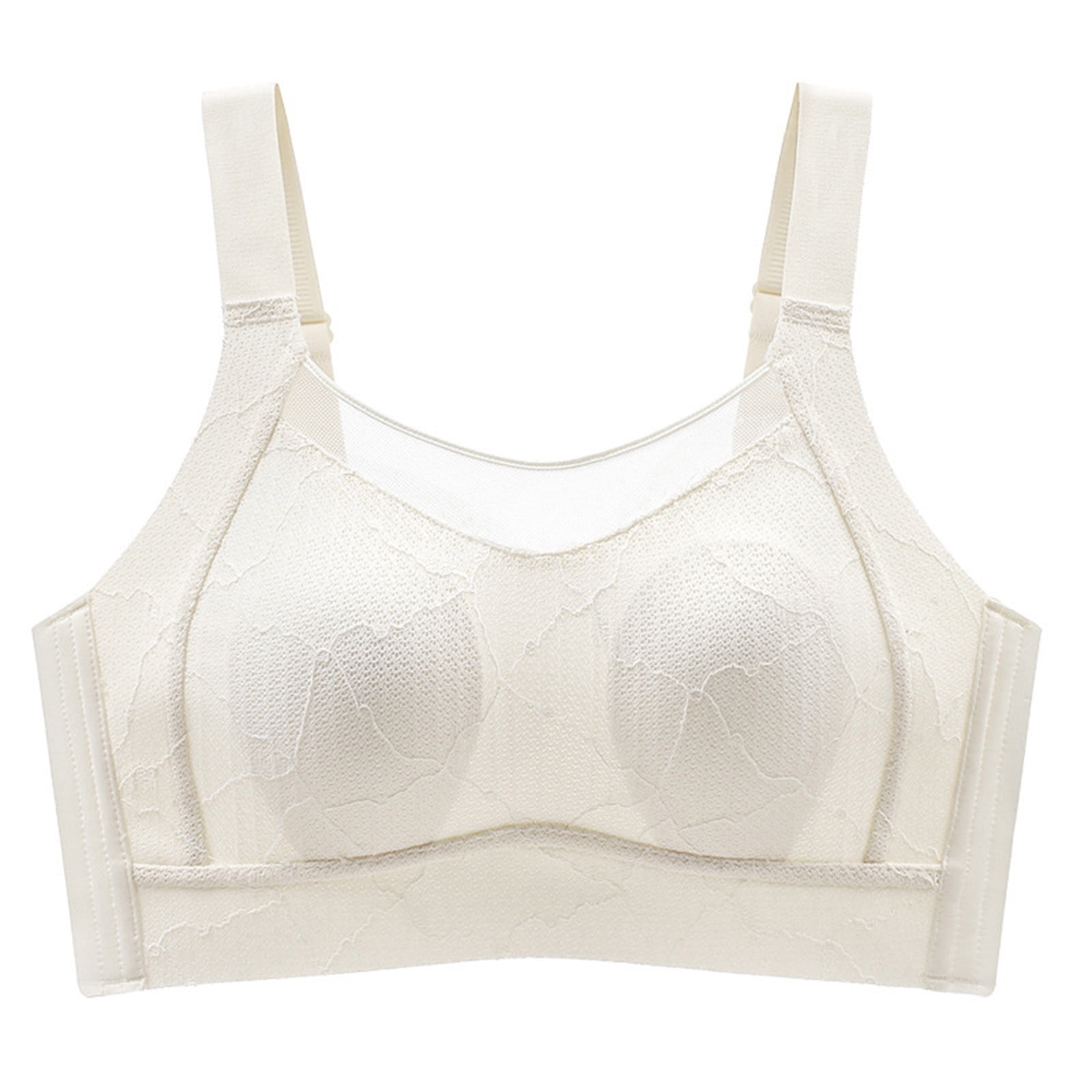 QUNYINEY Clasp Womens Bras Solid Beige Wireless Push Up Sheer Bra Plus ...