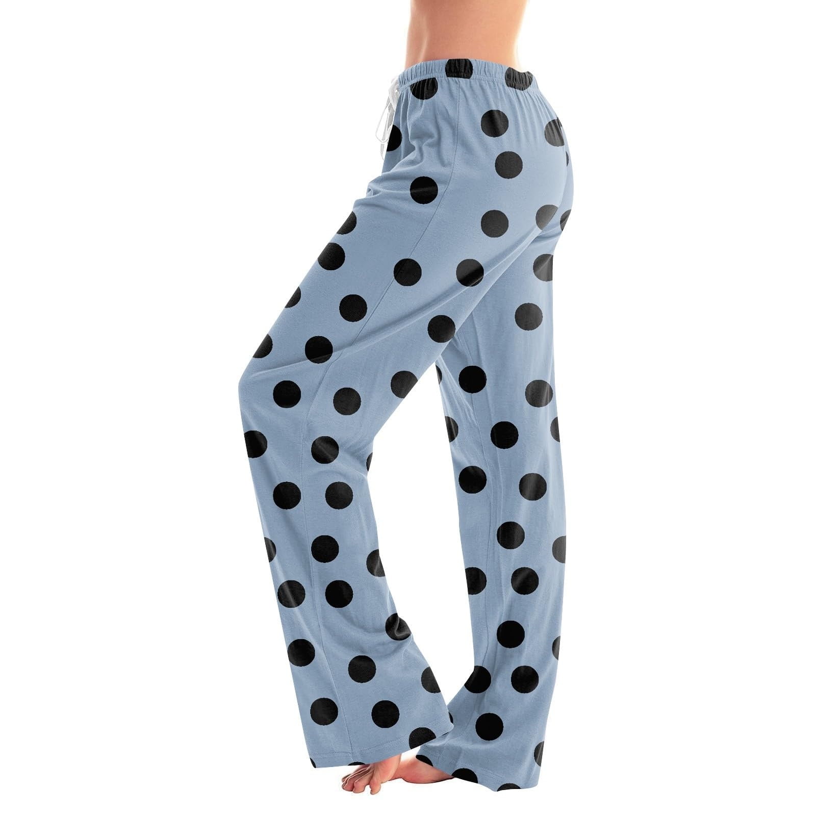 QUNYINEY Polka Dot Pajama Pants for Women Wide Leg Lounge Casual High ...