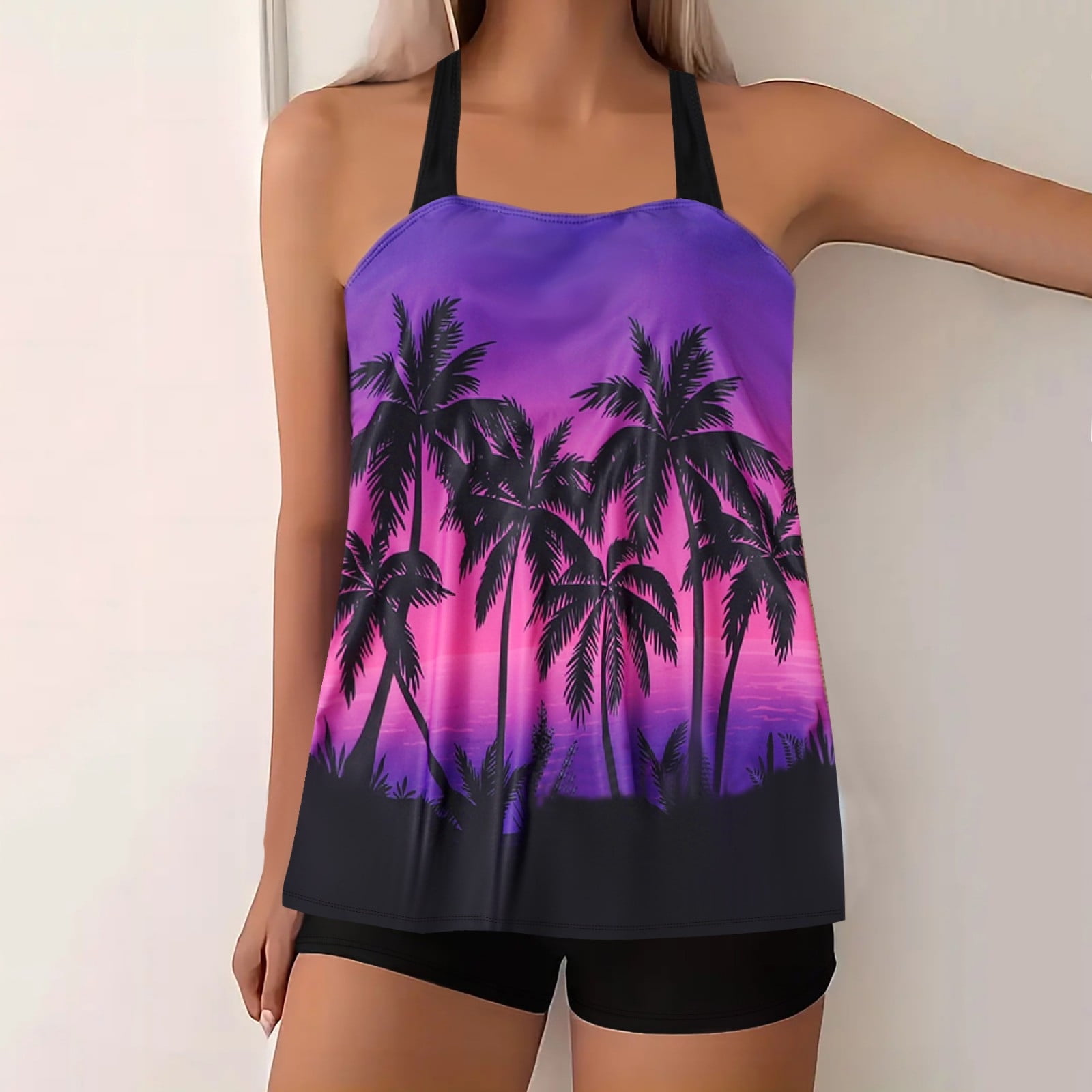 QUNYINEY Tankini Swimsuits for Women Two Piece Hawaiian Bathing Suit ...
