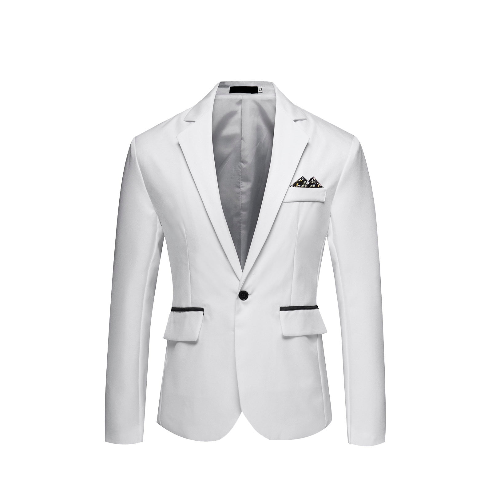 QUNYINEY White Jackets for Men Long Sleeve Blazer Solid Sport Coat One ...
