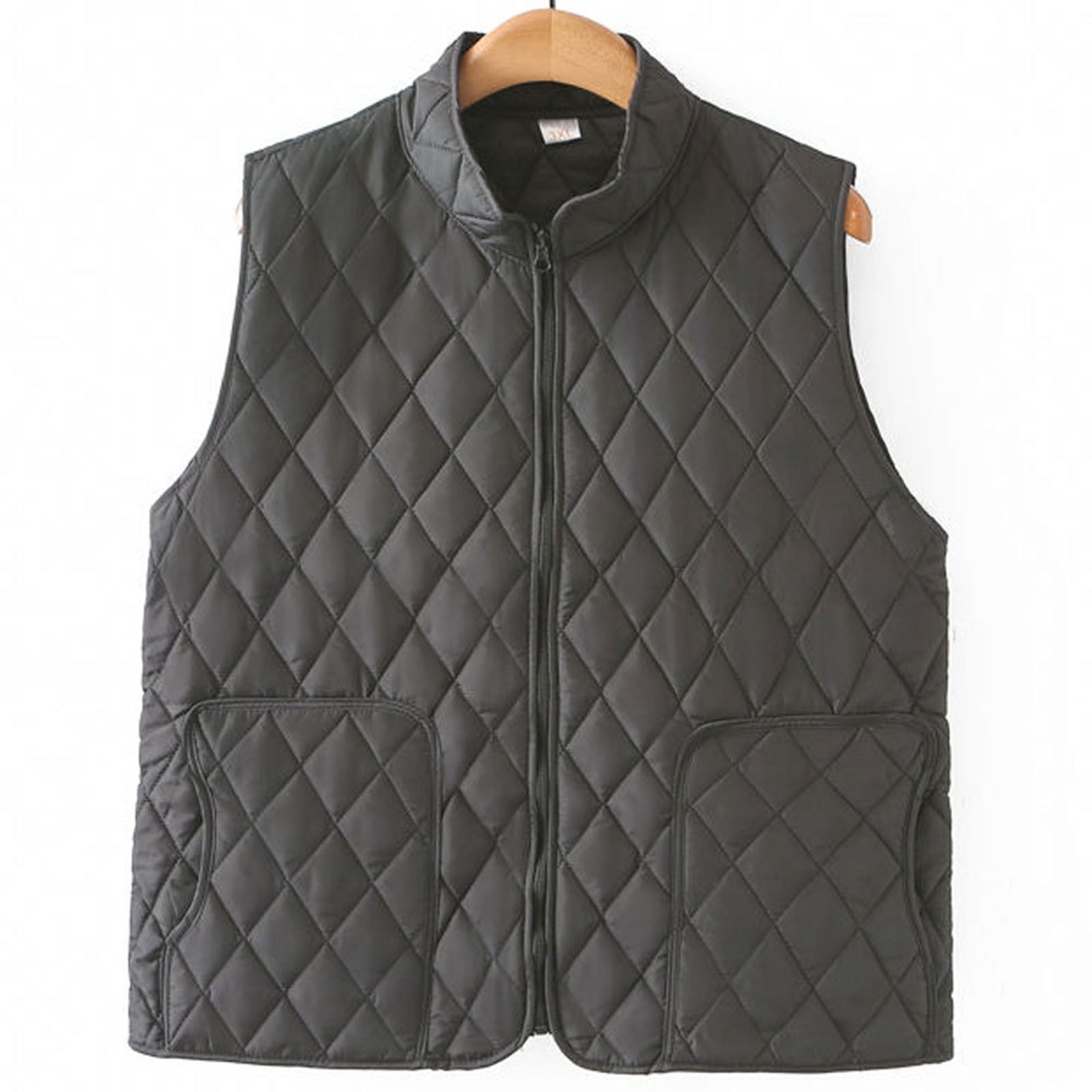 QUNYINEY Womens Puffer Vests Quilted Full Zip Black Outwear Winter ...