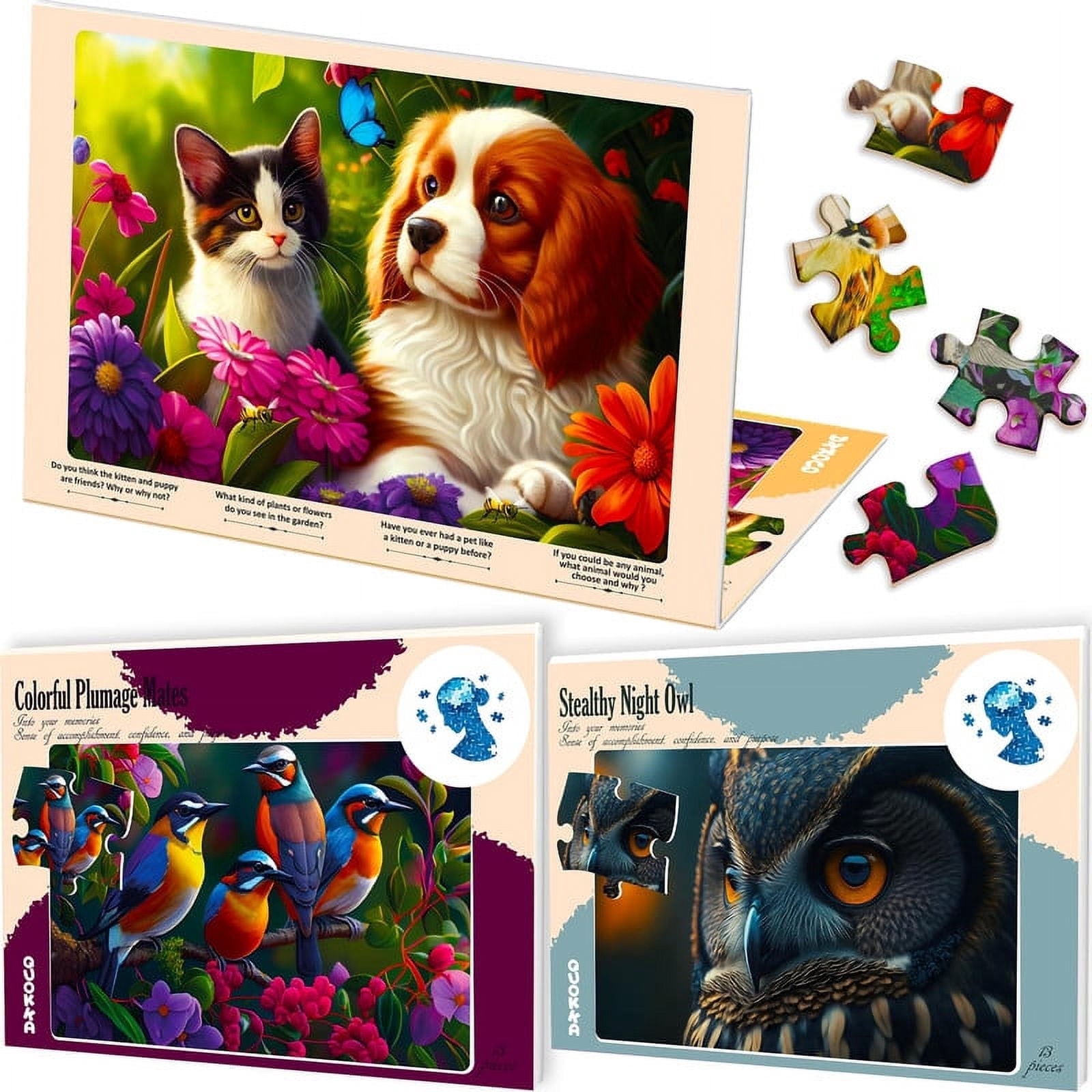 QUOKKA Large Piece Dementia Puzzles for Seniors and Adults - Set of 3 ...