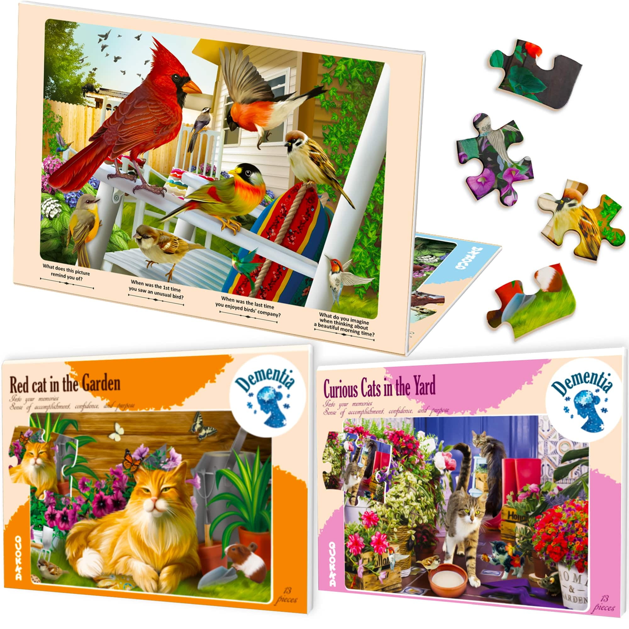 QUOKKA Large Dementia Puzzles for Adults - 3 Alzheimer's Jigsaw Puzzles ...