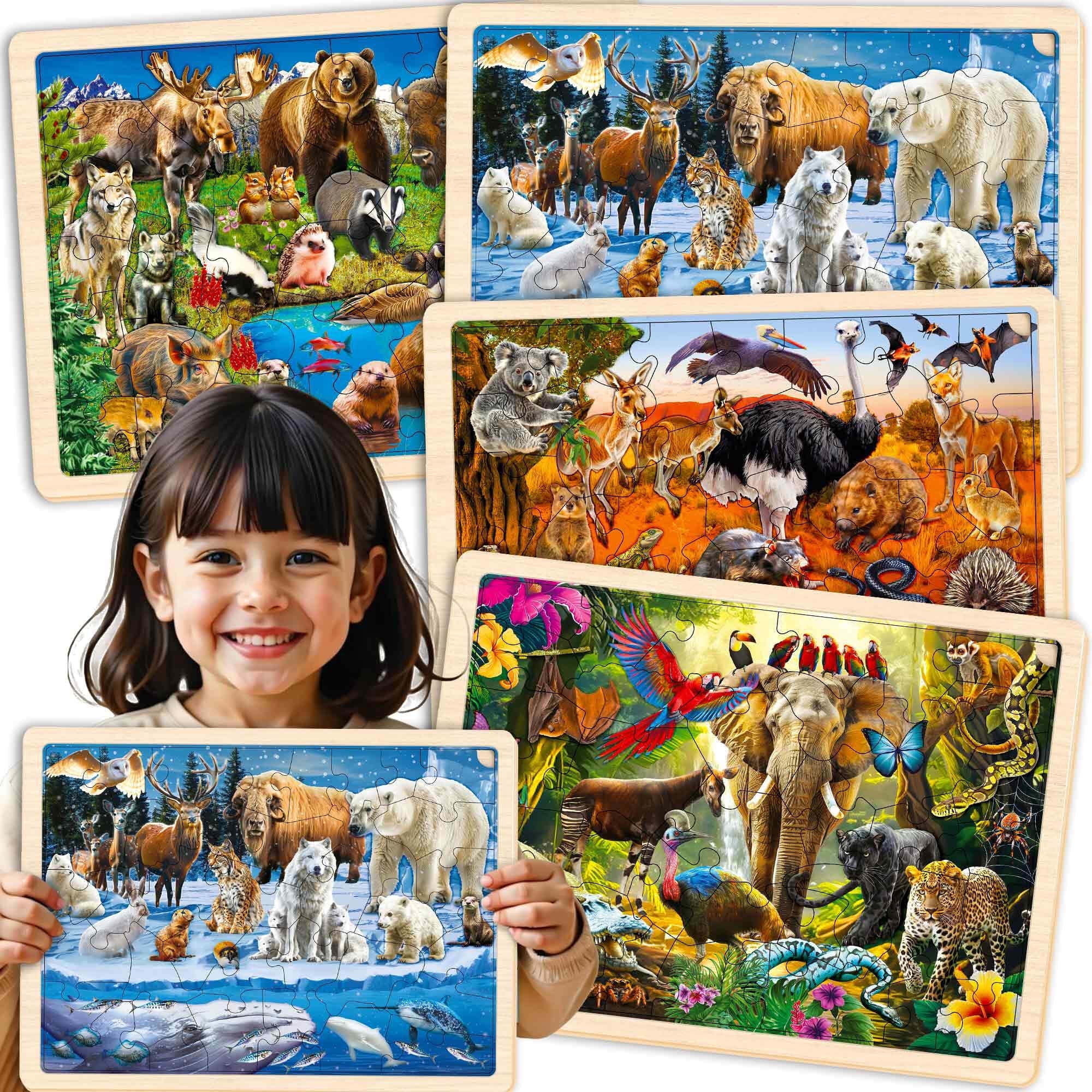 QUOKKA 4SET Puzzles for Kids Ages 4-6 - Polar & Tropical Regions ...