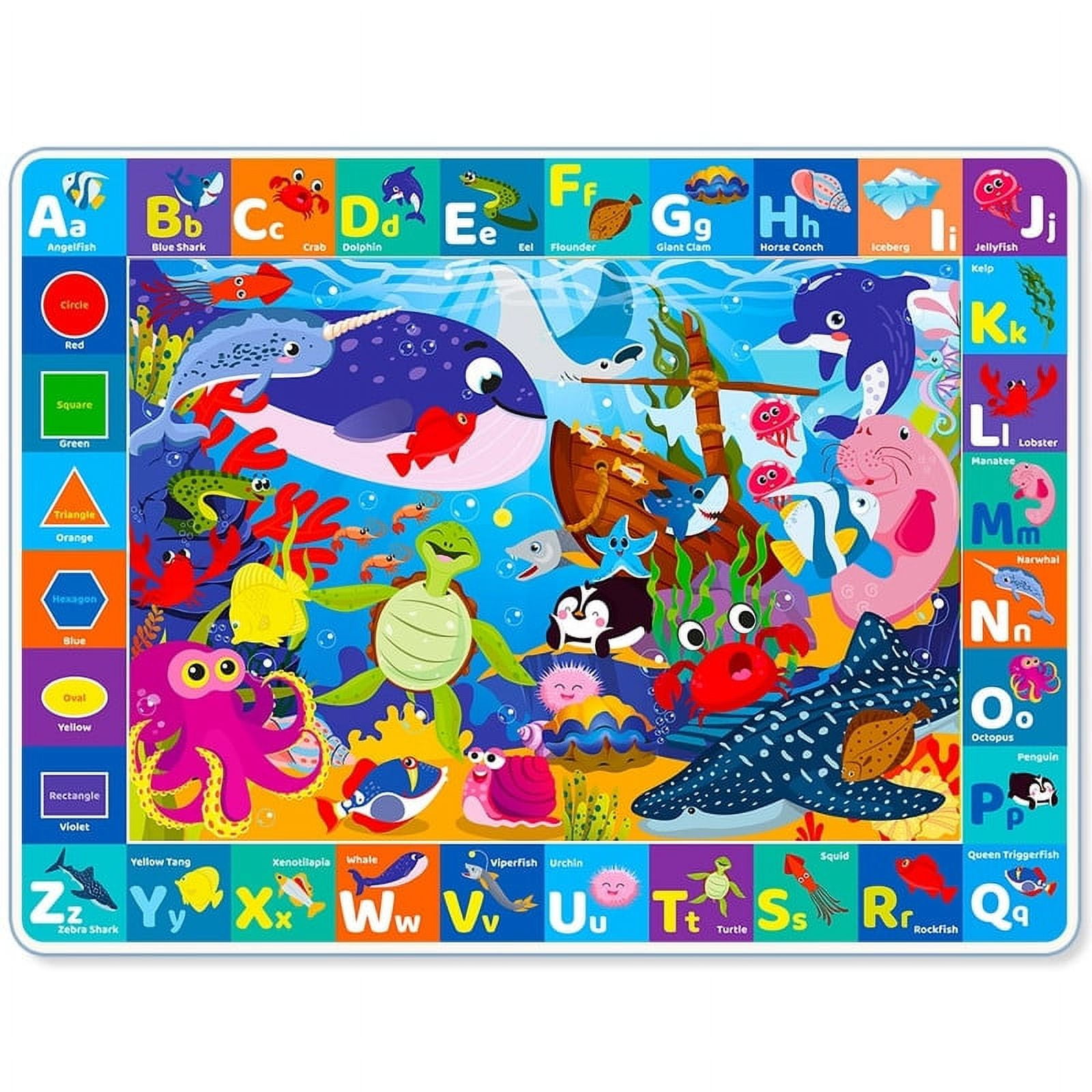 QUOKKA Baby Large Play Mat for Floor Plush - ABC Ocean Playmat for ...